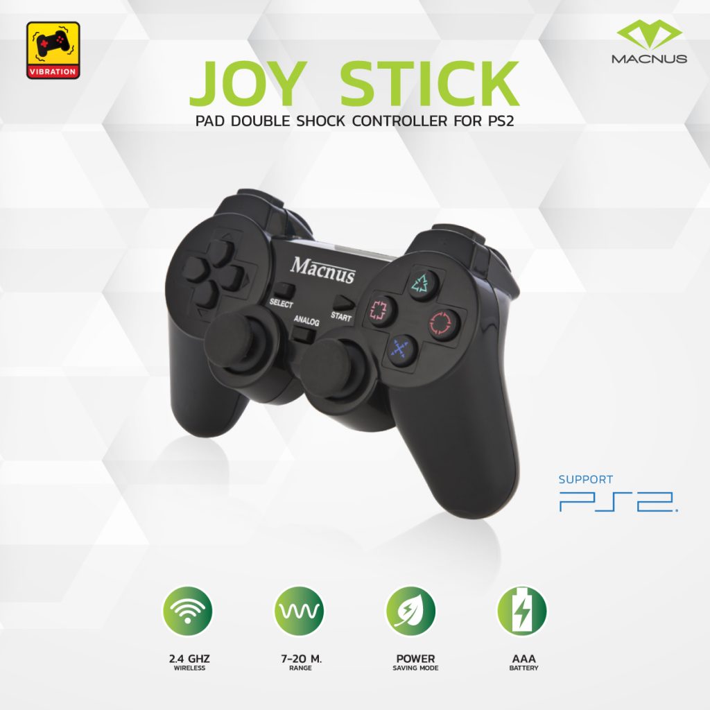 จอยเกมส์ JOY STICK Wireless 2.4 G. (PS2) ยี่ห้อ MACNUS รุ่น STK-W505P ...