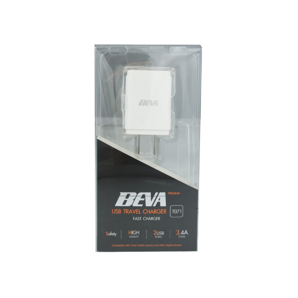 ปลั๊กหัวชาร์จ USB 2Port BEVA รุ่น T071 USB TRAVEL CHARGER FAST 3.4A(MAX) – SPA Office Supplies