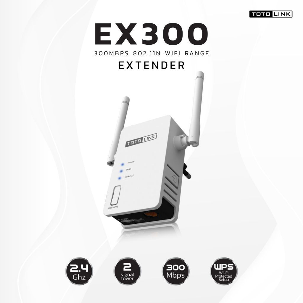อุปกรณ์ขยายสัญญาณ TOTOLINK รุ่น EX300 300Mbps 802.11n Wifi Range ...
